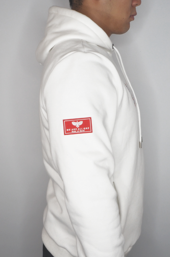 "WAAO" Flag Emblem White Premium Hoodie – WAAO - We Are All One